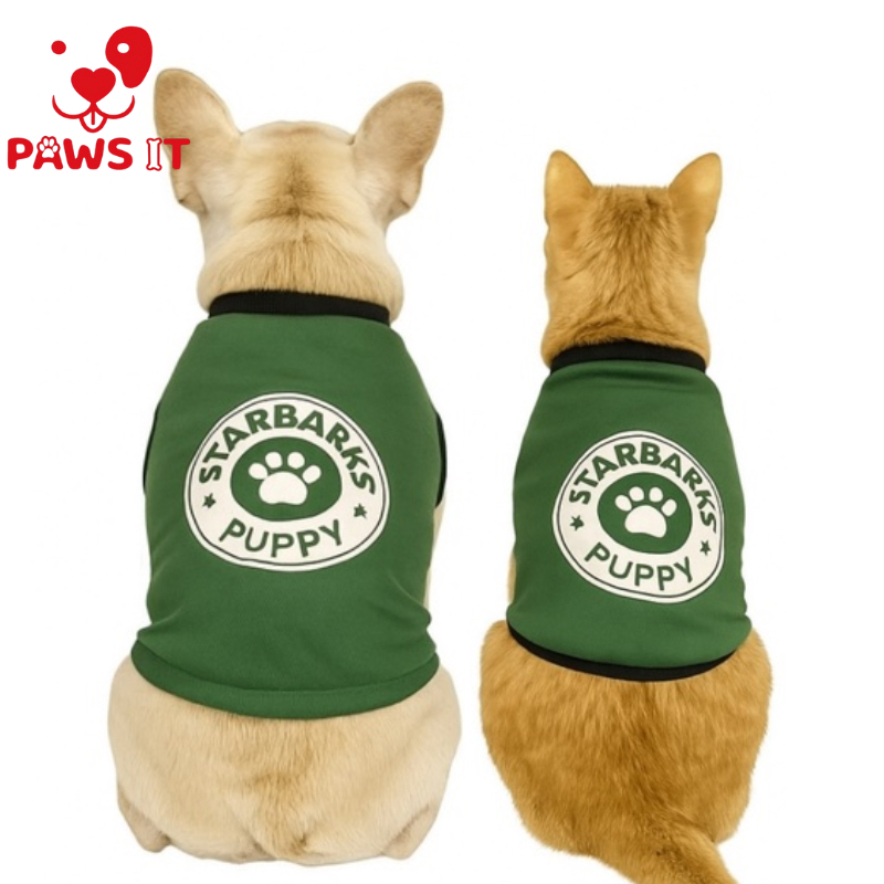 Paws it Dog Cat Clothes Shirt Starbarks Puppy Green Dog Tank Top Pet ...
