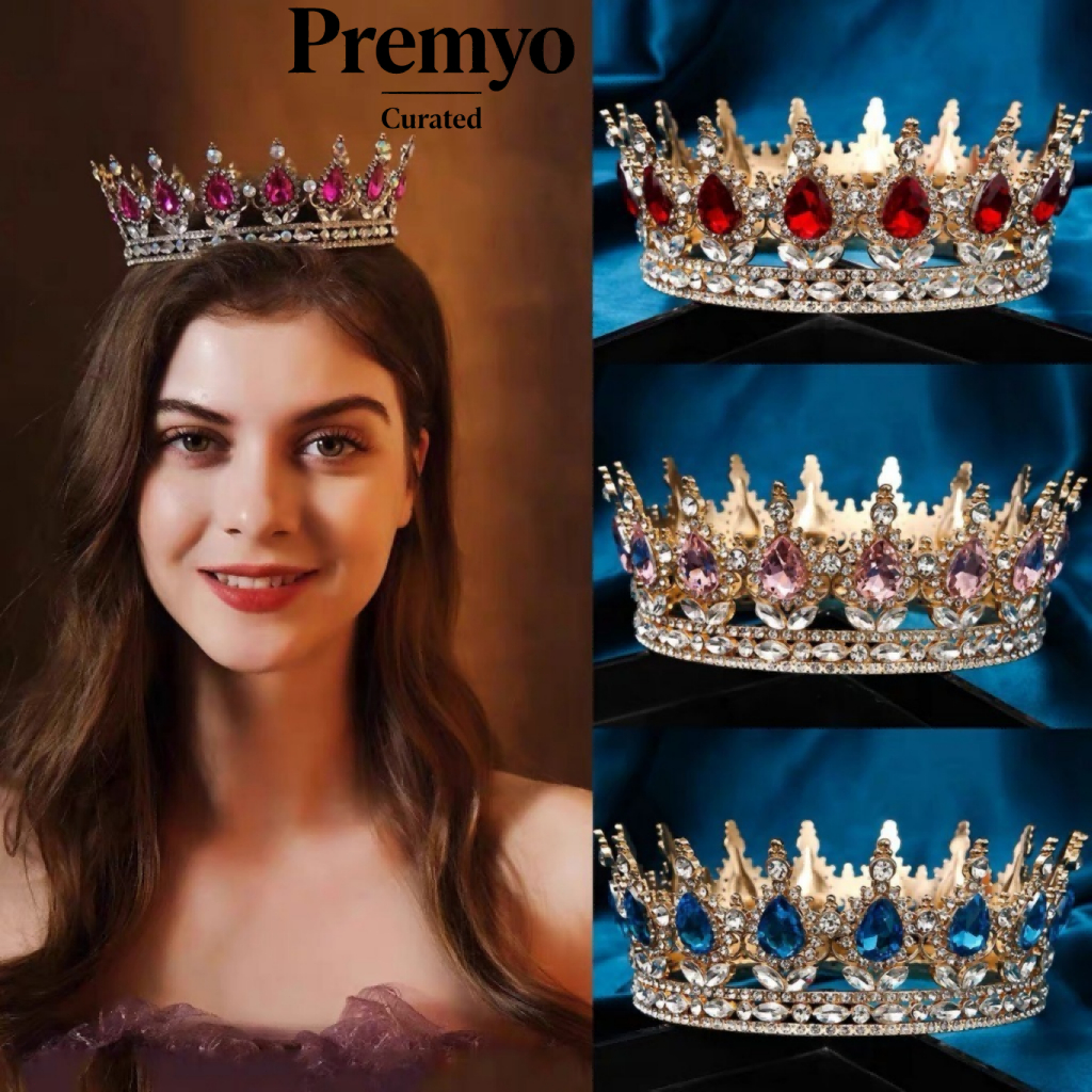 Luxury Queen Crown Royal King Crown Metal Round Pageant Wedding ...
