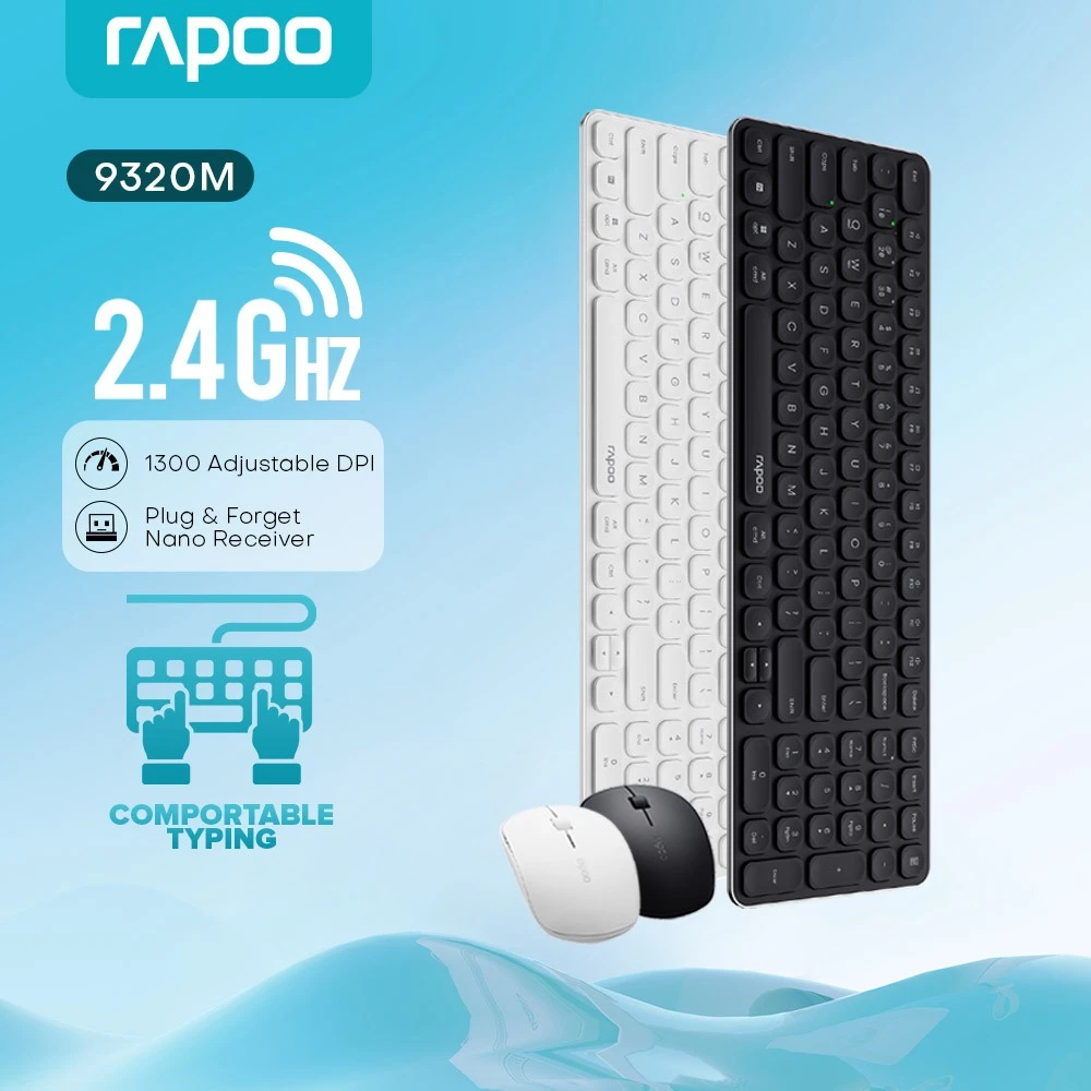 Rapoo 9320M Ultra Slim Wireless Keyboard and Mouse Set With USB Type 3 ...