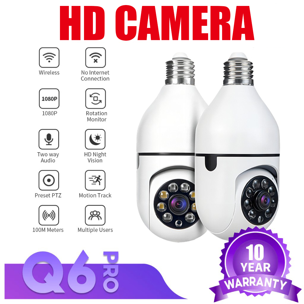 V380 Pro BULB Camera Auto Tracking Night Vision 1080p Wireless CCTV IP ...