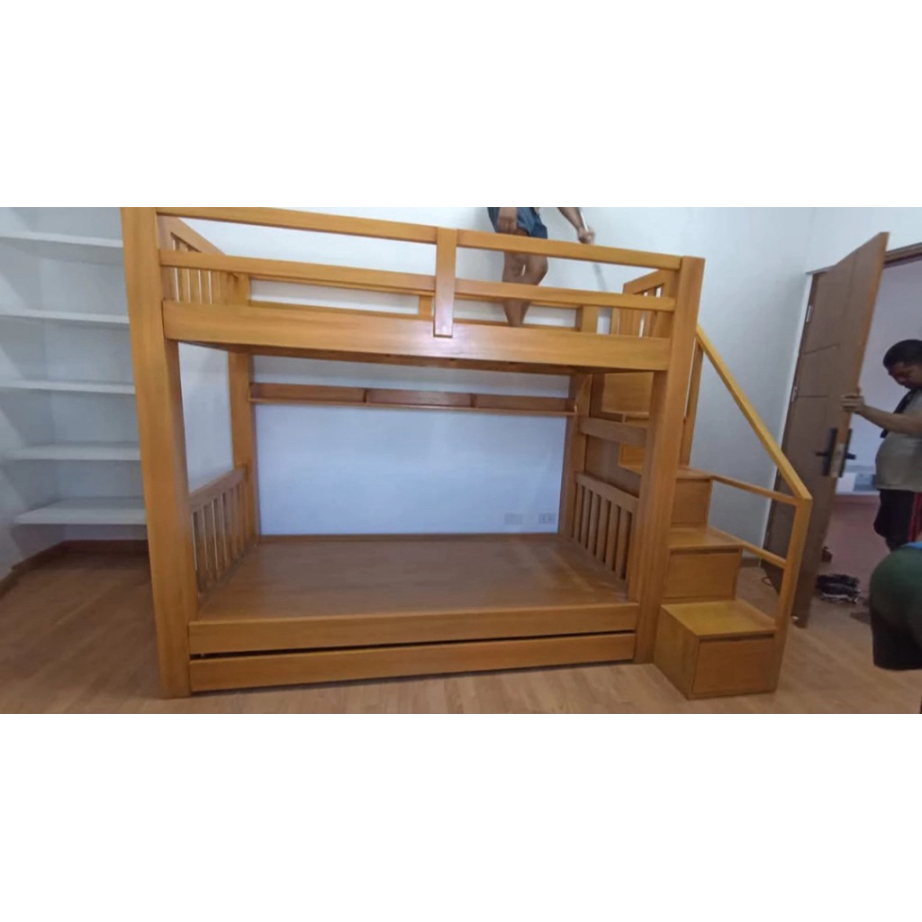 Solid Wood Double Deck Bunk Bed Frame | Shopee Philippines