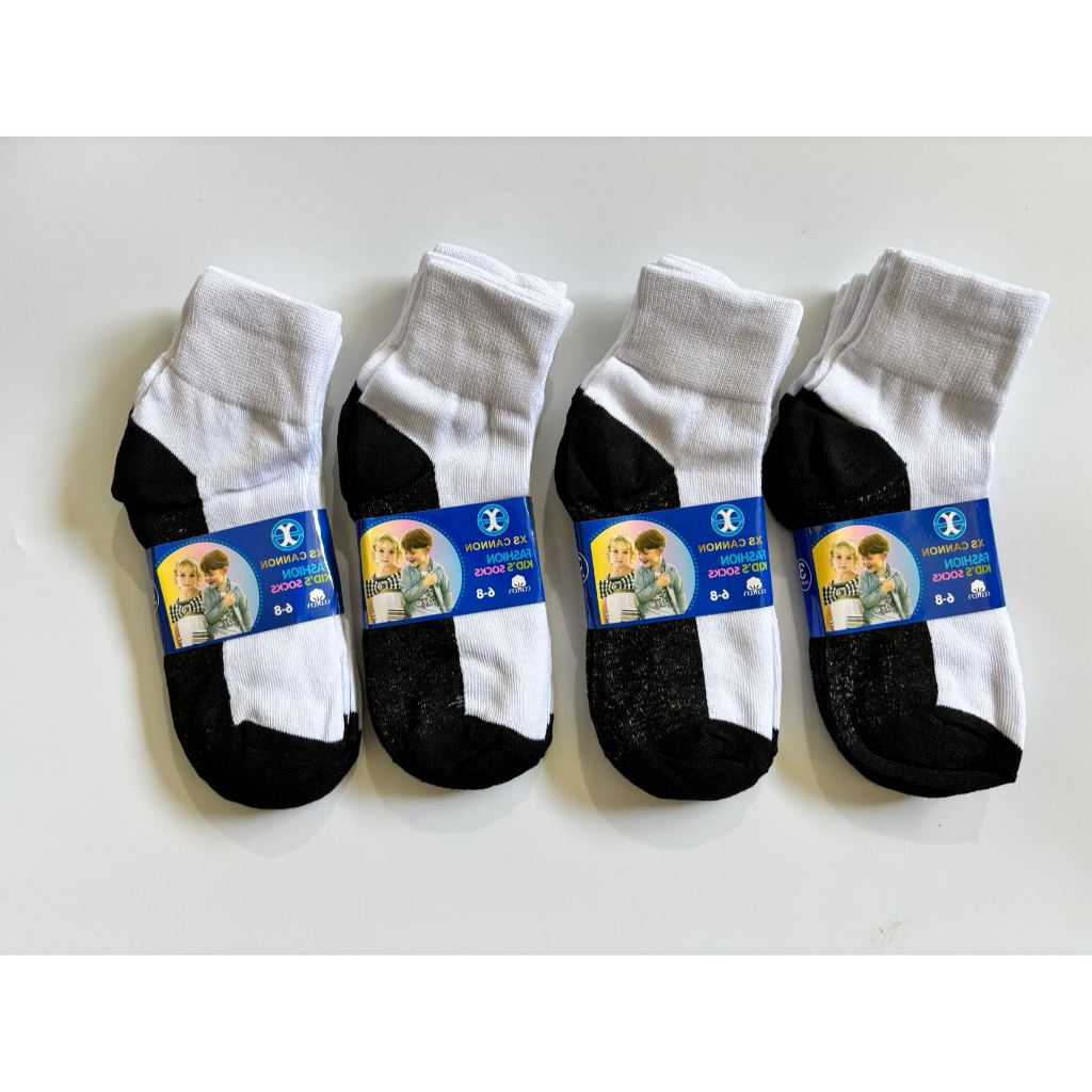 qking 6/12prs student white socks with twill soles (black, gray, mixed ...
