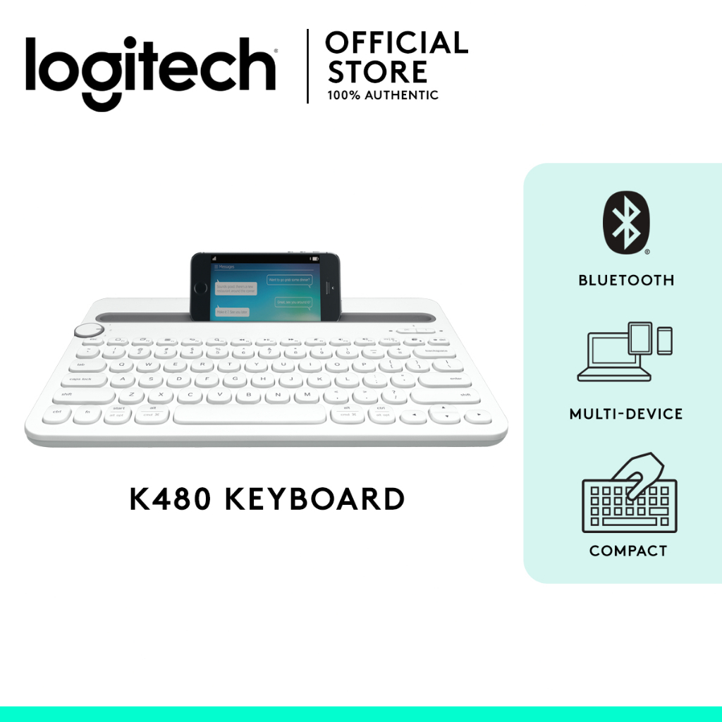 Logitech K480 Windows, Mac, Android, iOS Tablets and Smartphones Bluetooth Multi-Device Keyboard ...