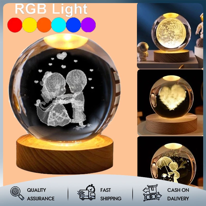 3D Christmas Tree Crystal Ball Birthday Wedding Valentines night lamp ...
