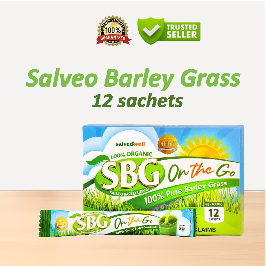 Salveo Barley Grass On The GO Box 12 sachets Organic Miracle Powder for ...