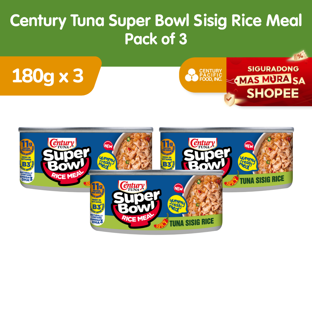 Century Tuna Super Bowl Sisig Rice Meal 180g (Pack of 3) | Shopee ...