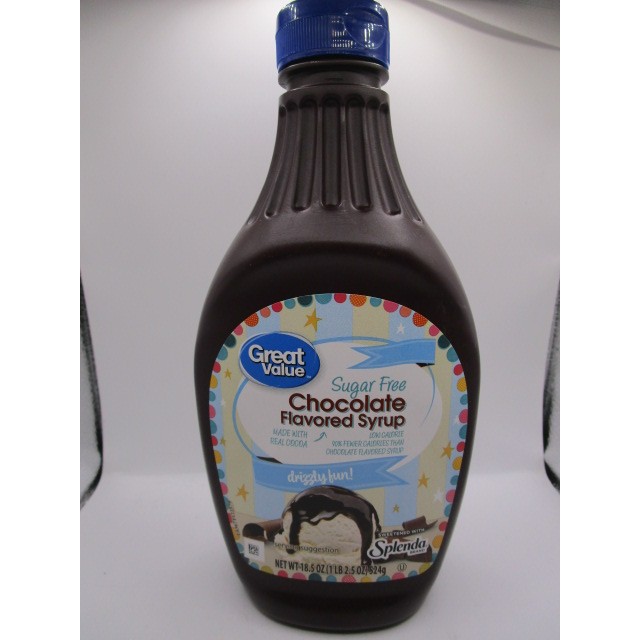 GREAT VALUE SUGAR-FREE/ LOW CALORIE CHOCOLATE FLAVORED SYRUP, 18.5 OZ ...