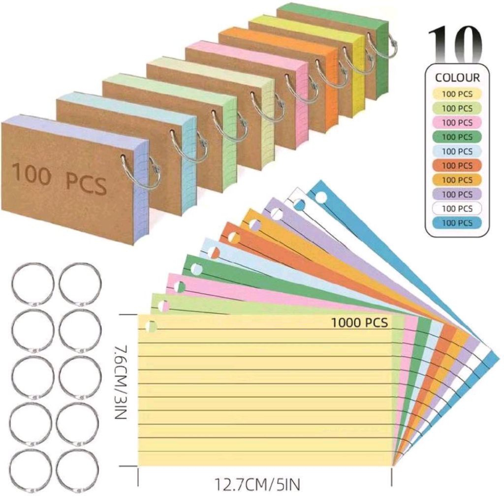 100Pcs Binder Memo Book Kraft Paper Binder Ring Flip Cards With Cover ...