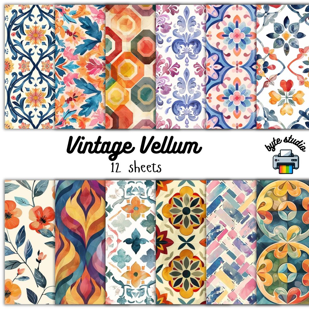 12 Sheets Vintage Vellum by byte studio | Premium Craft Paper Junk Journal DIY Stationery ...