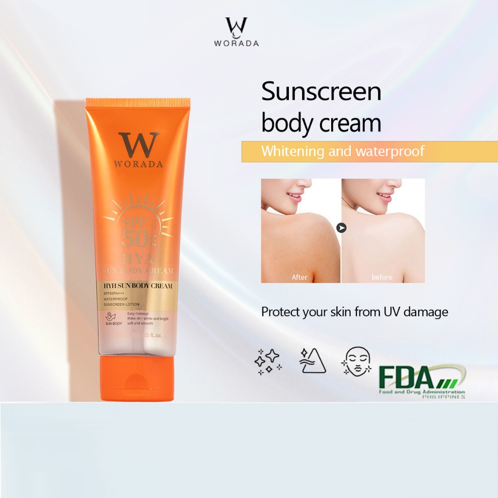 WORADA HYA BODY CREAM Whitening SPF50【1pc】Moisturizing Waterproof Sun ...