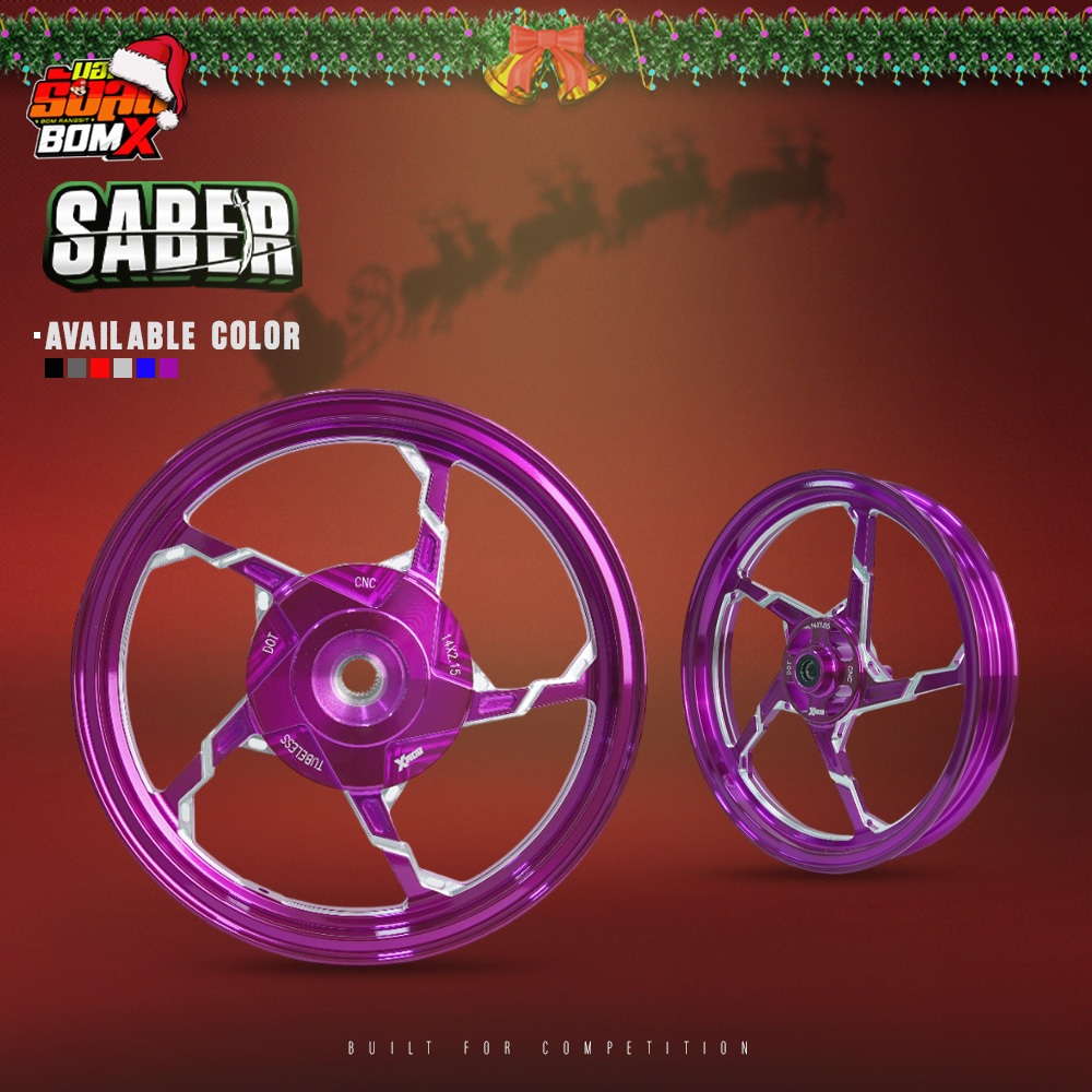 Bom Rangsit BomX Saber Cnc Mags Click 125/150| Mio/Sporty 14s 5 Spokes ...