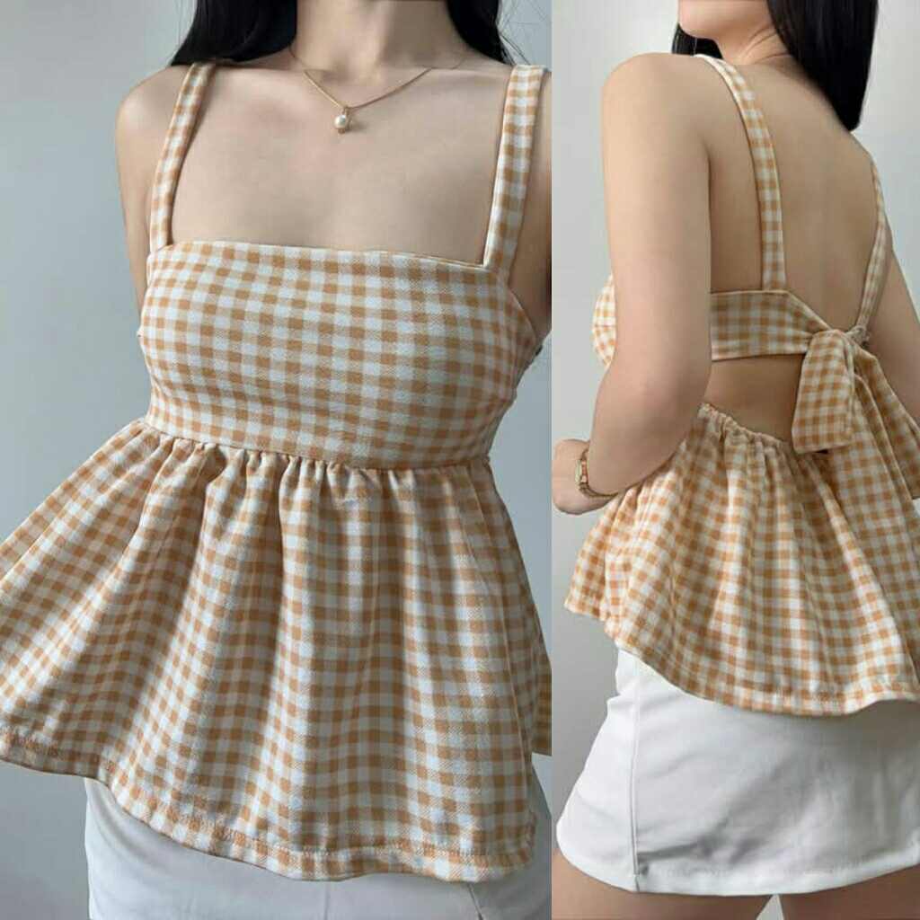 TG RAIAH Classy Fashionable Sleeveless Ribbon Back Peplum Top Trendy ...