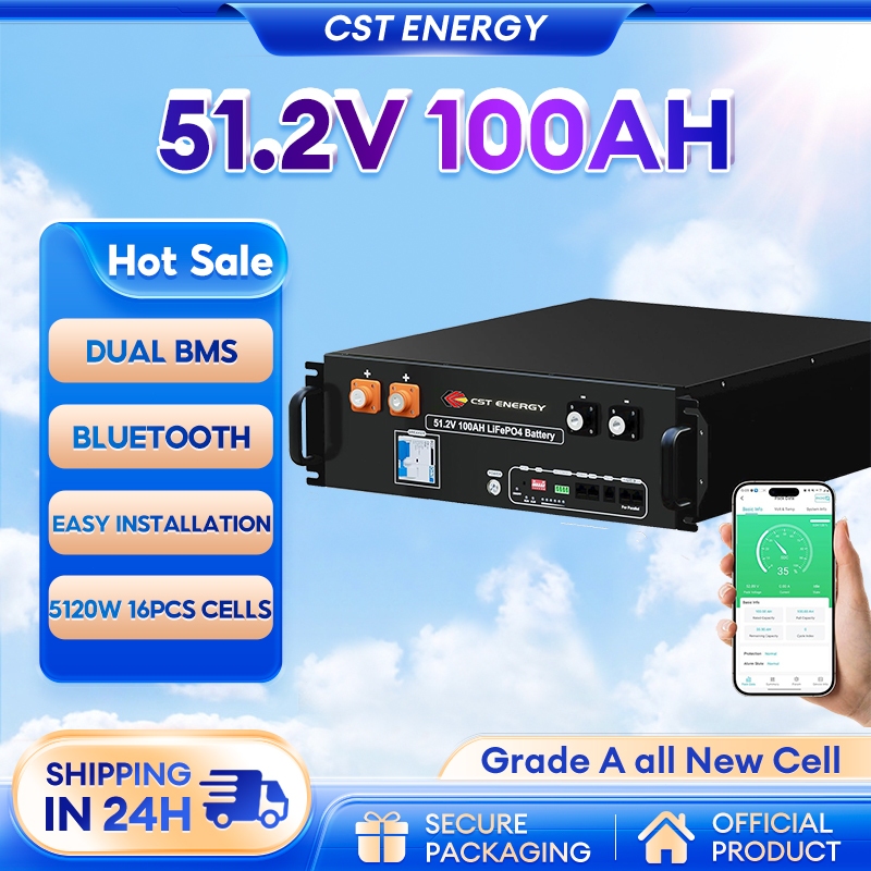 CST ENERGY LiFePO4 Battery 48V 100AH 76.8kWh Dual BMS Lithium Battery ...