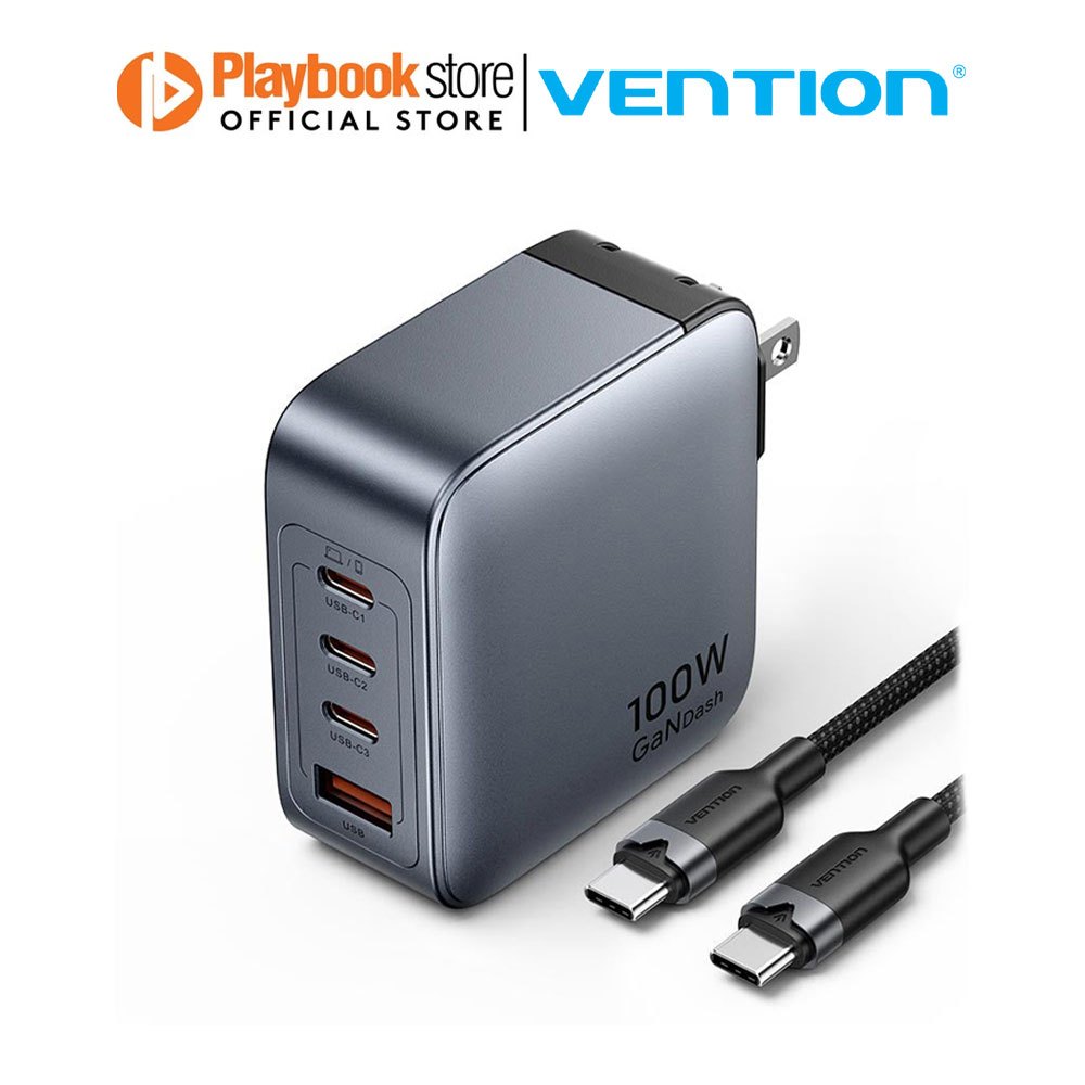 Vention 4-Port GaN Charger 100W Higher Efficiency with USB-C to USB-C ...