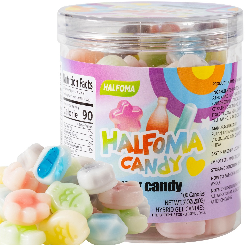 Wax candy 1 jar 100pcs medium wax bottle candy sour candy mix popular ...