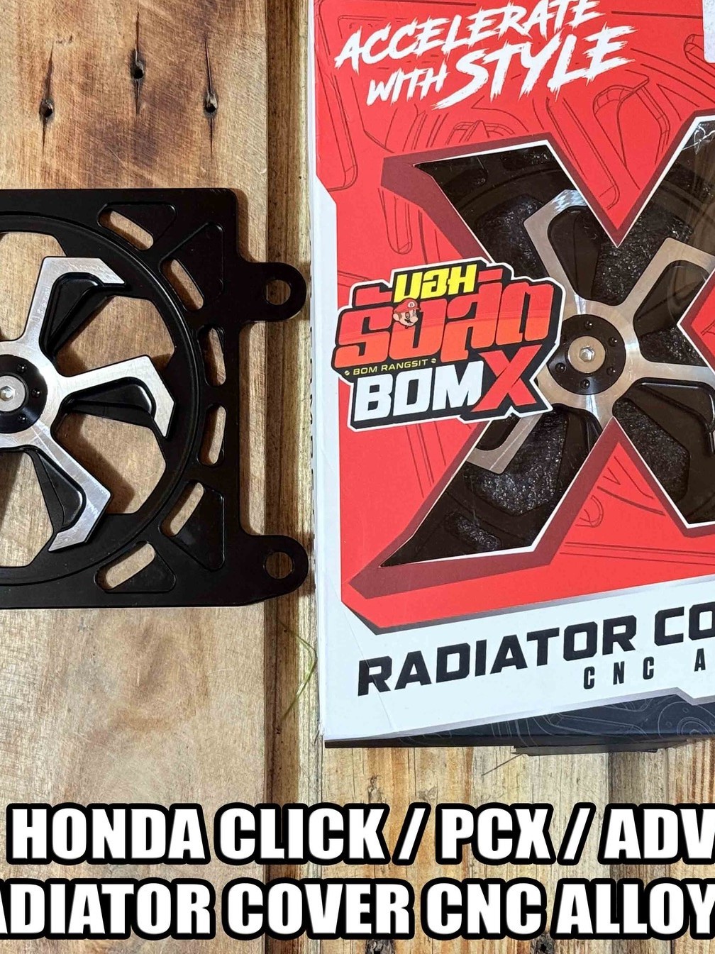 BOM X RADIATOR COVER CNC ALLOY SPINNER HONDA CLICK, PCX, ADV 100% MADE ...