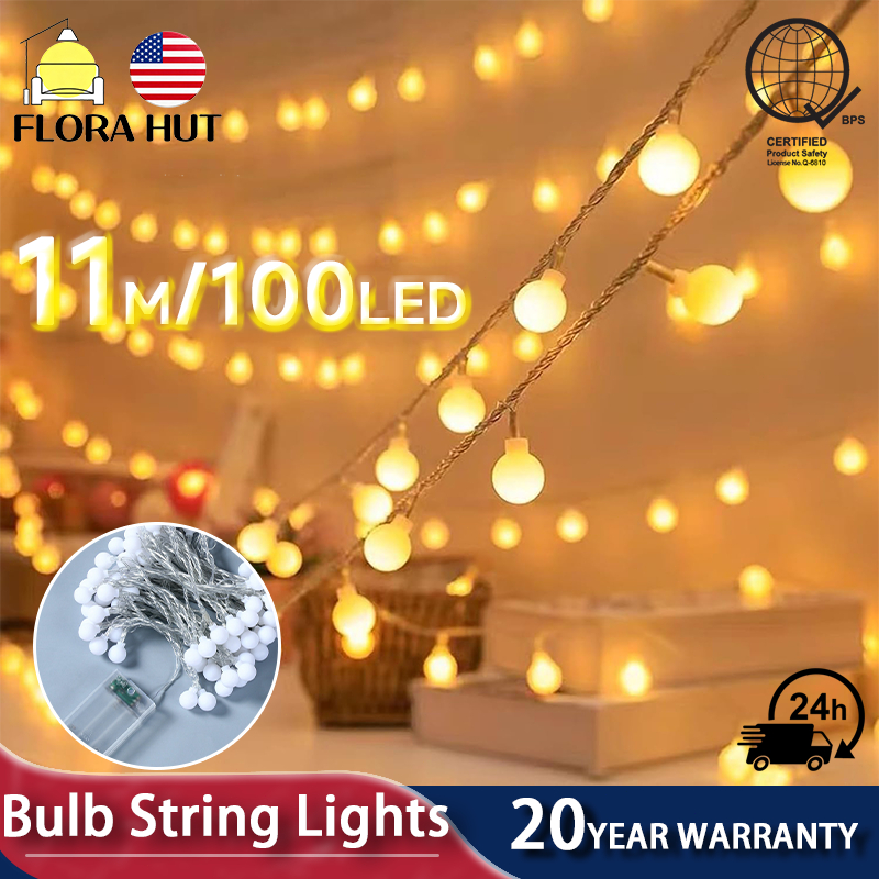 Flora 11M LED Fairy Lights Battery Powered Christmas Wedding Party ...