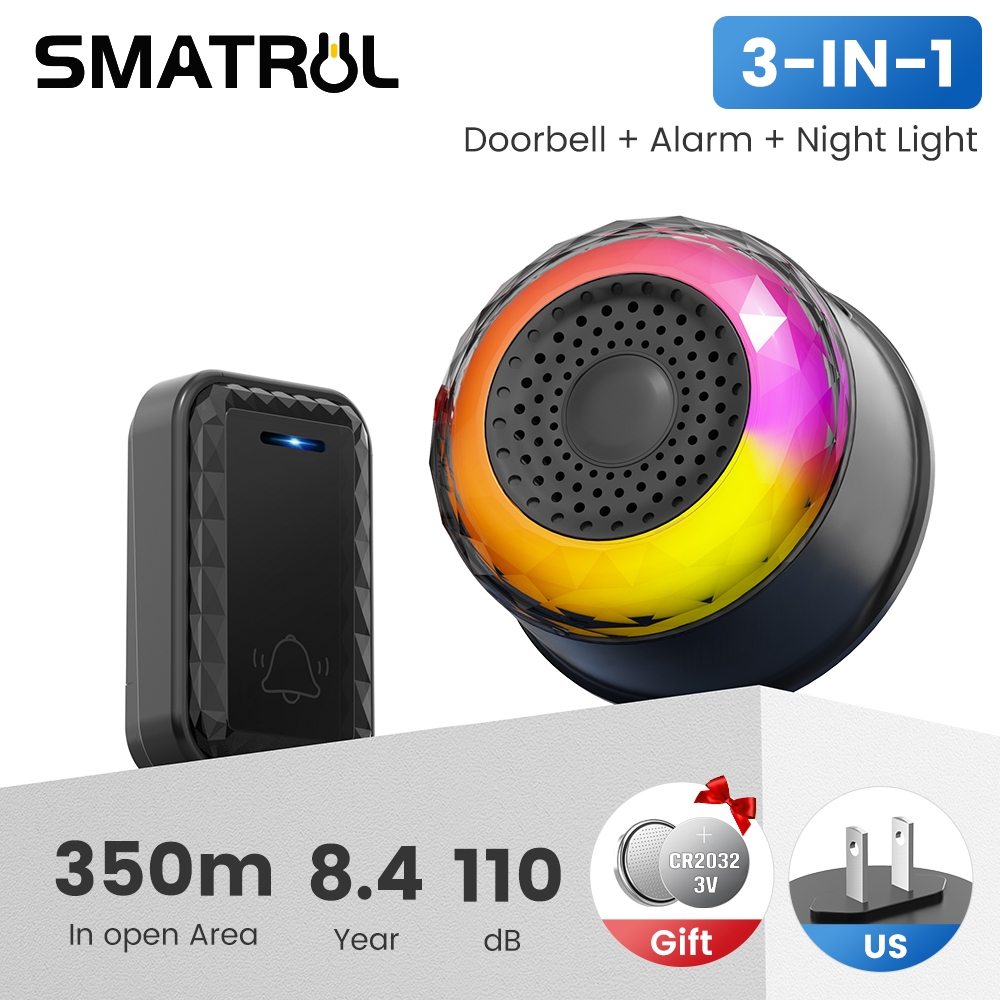 SMATRUL Cacazi 300 Meters Self Powered Waterproof Wireless Doorbell ...
