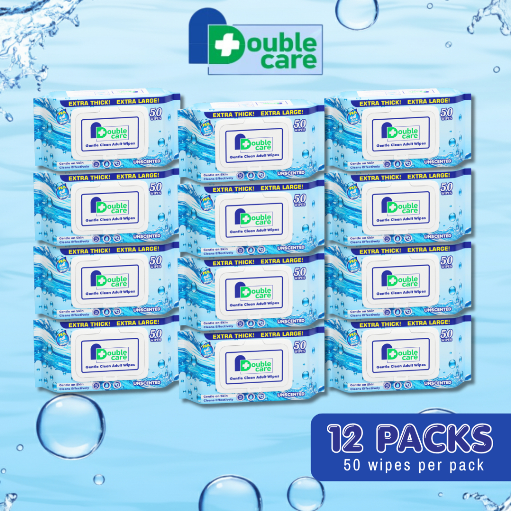 Double Care Adult Wipes Unscented 50s (12 Packs) | MEGA BULK | Extra ...