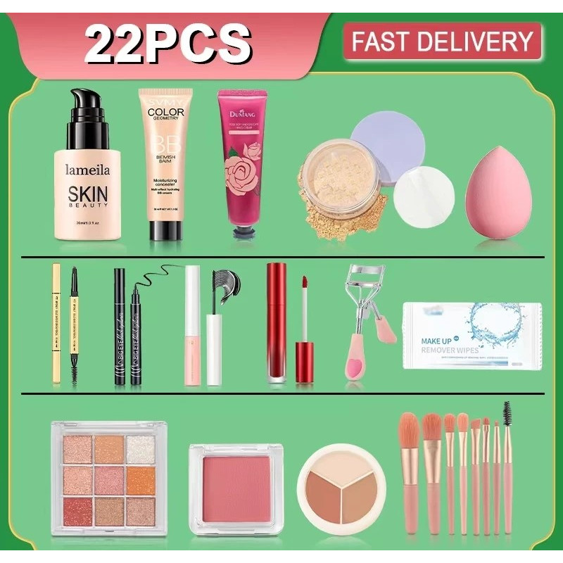 J297 Makeup Set Liquid Foundation+Set Up Spray+Concealer+Eyeshadow ...