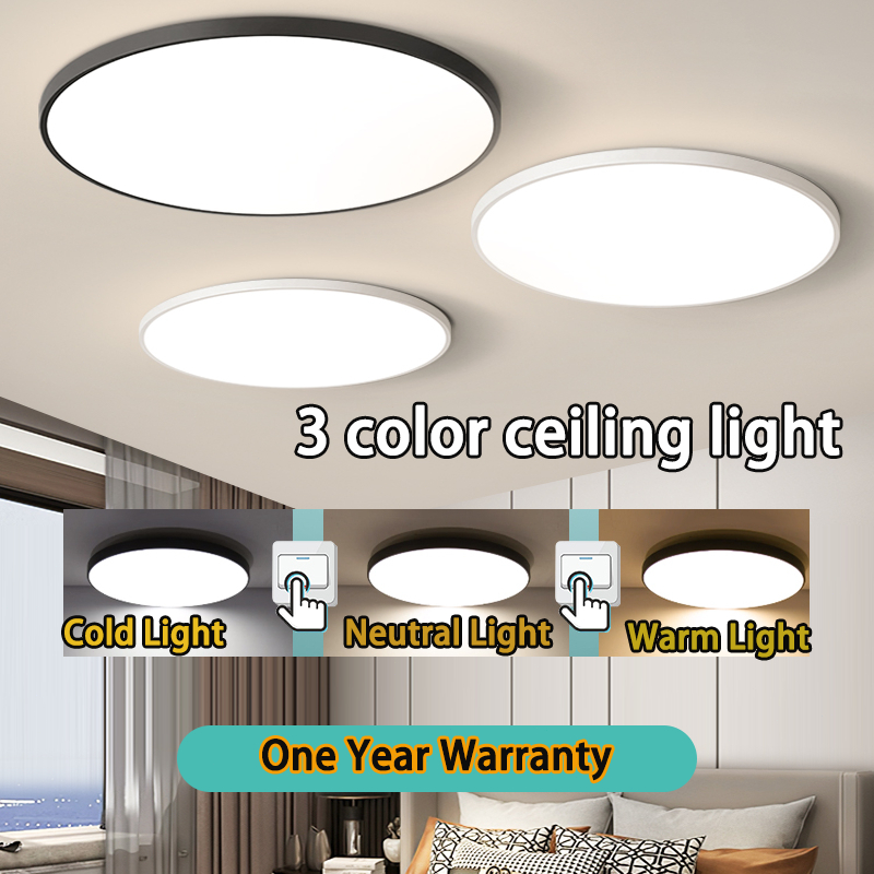 3 Colors LED Ceiling Light 30W 40W 50W UltraThin Round Ceiling Lampu ...