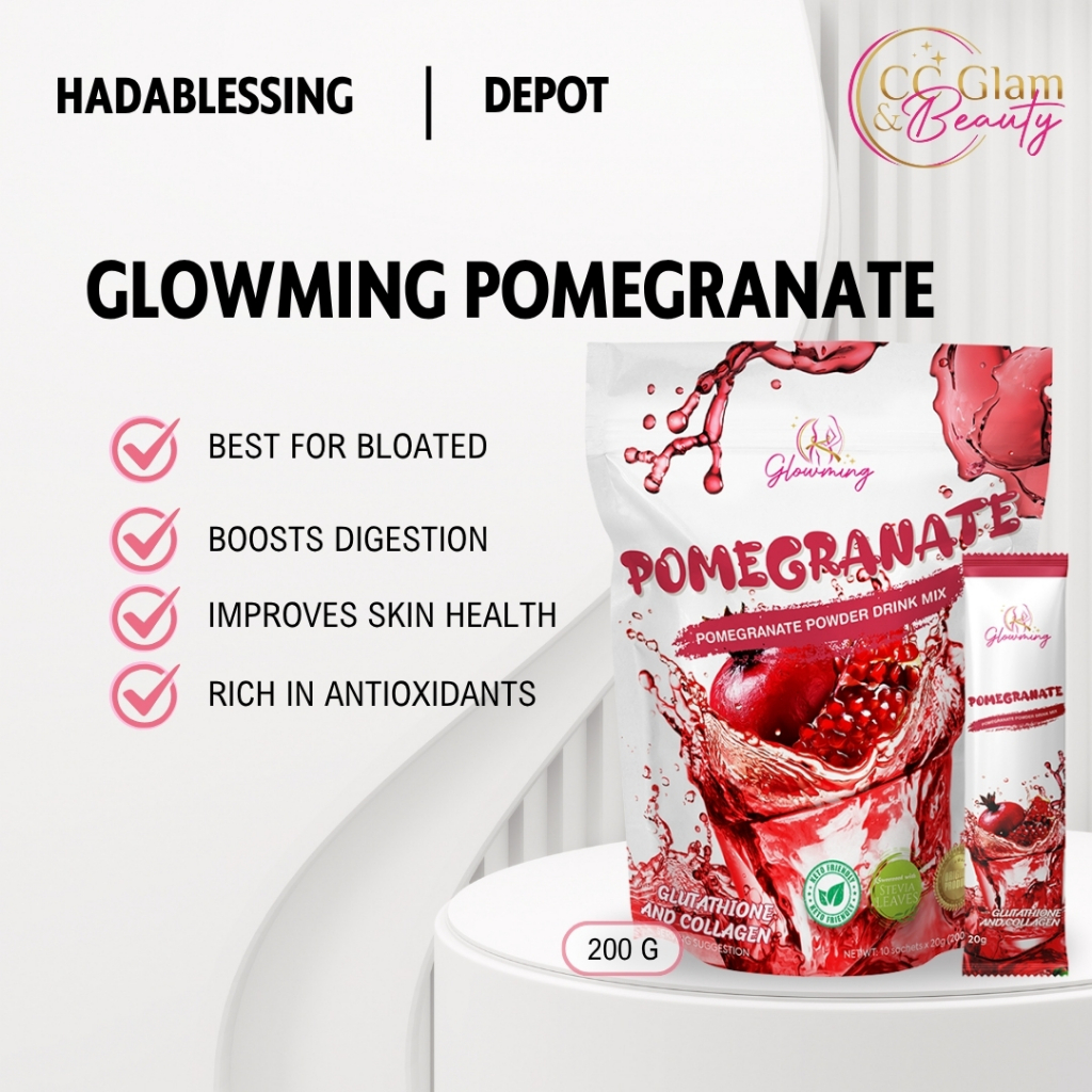 Glowming Pomegranate Wellness Drink with Collagen Glutathione Green Tea ...