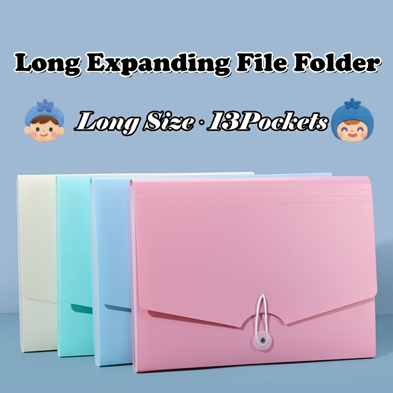Long Expanding File Folder with Buckle 13Pockets Paper Organizers ...