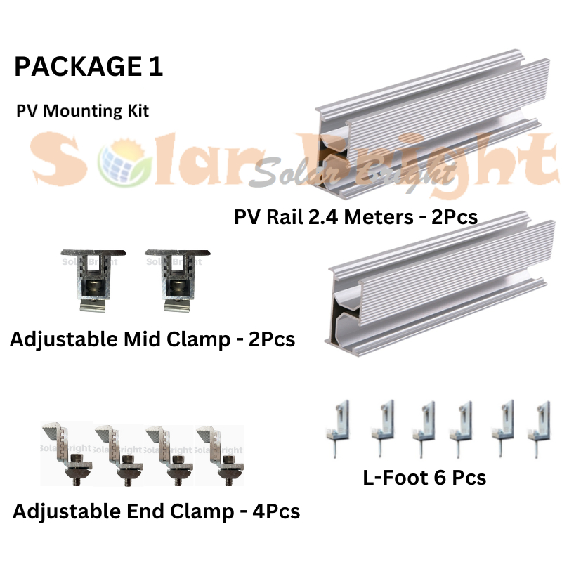 PV Aluminum Railings Roof Solar Panel Mounting Rail 2.4 Meter 2 or 4 ...
