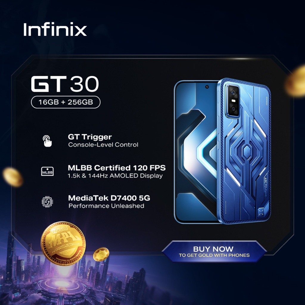 Infinix GT 30 (up to 16GB [8+256] GT Trigger, D7400 5G, 1.5K & 144Hz ...