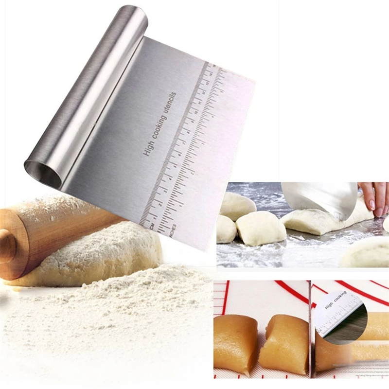 Pro Dough Pastry Scraper with Measuring Scale Chopper Cutter Stainless ...