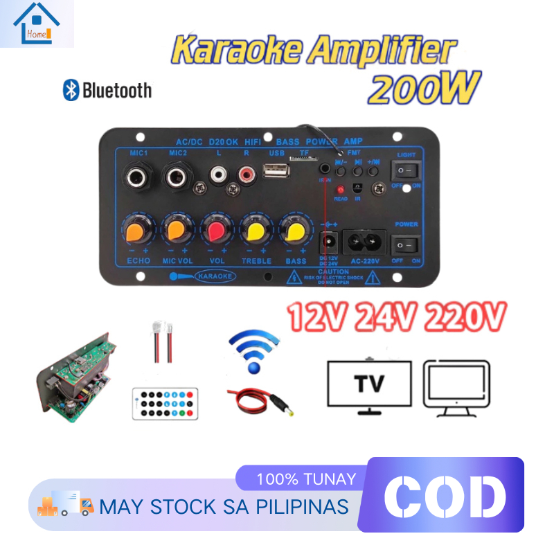 D20 Amplifier Speaker AC 220V 12V 24V Digital Bluetooth Stereo ...