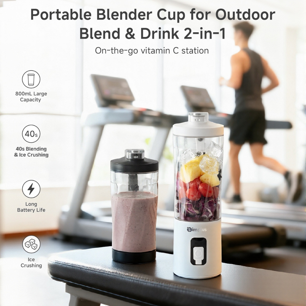 Simplus Portable Blender Wireless Juicer 800mL Large Capacity Multi ...