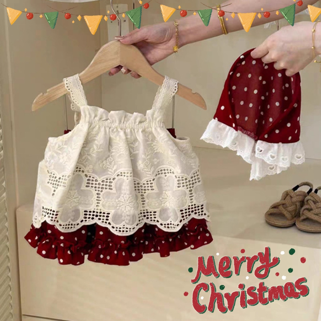 1-4 Y Baby Girls Red Polka Dot Skirt Terno(Buy 1 get the same red ...