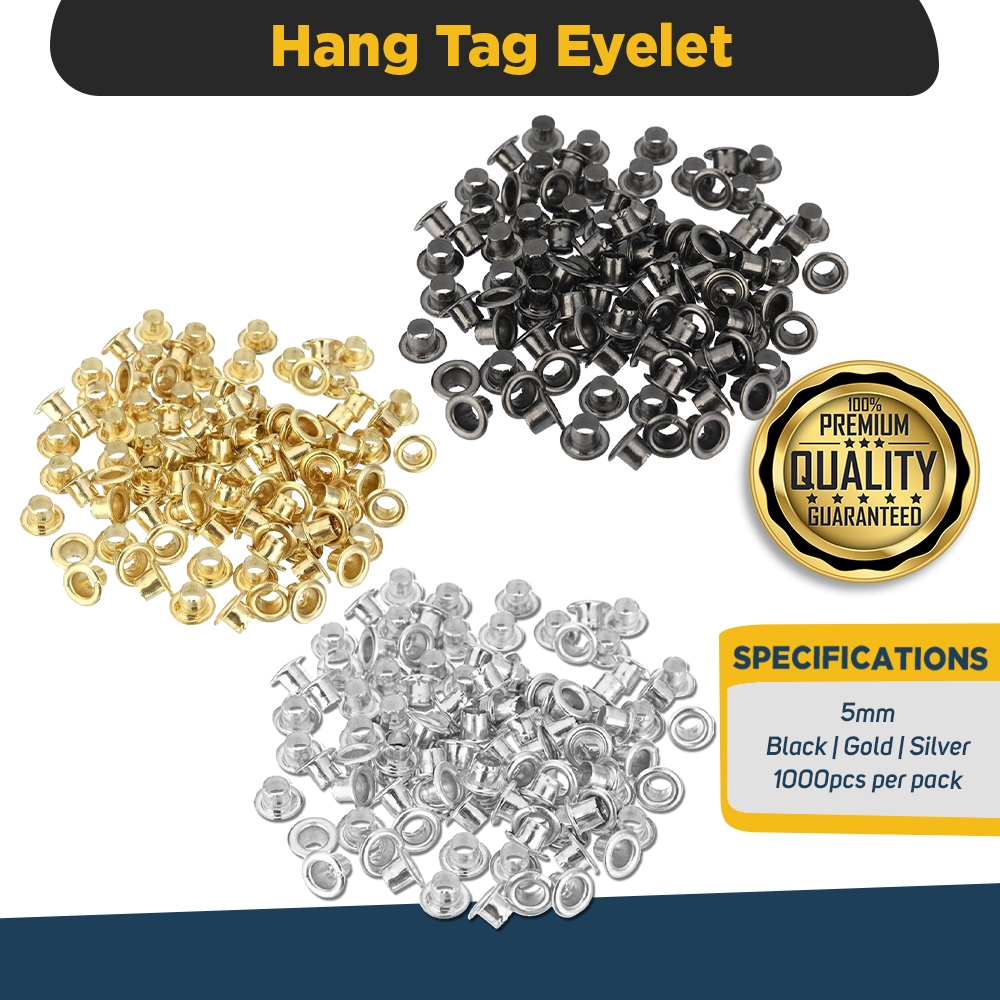 1000pcs 5mm Hang tag Eyelet For Tags, Cards & Packaging GOLD | BLACK ...