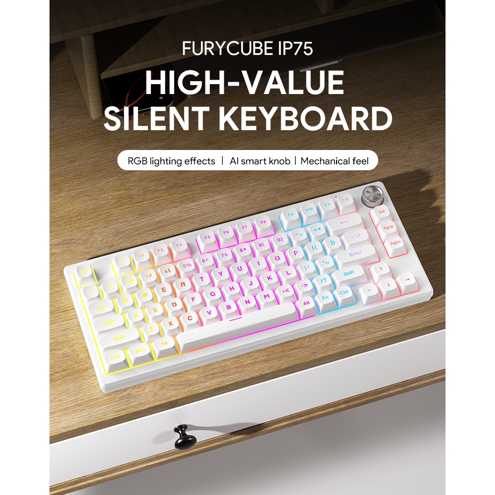 FURYCUBE IP75 Membrane Keyboard 75% Layout Knob Wired Keyboards RGB ...