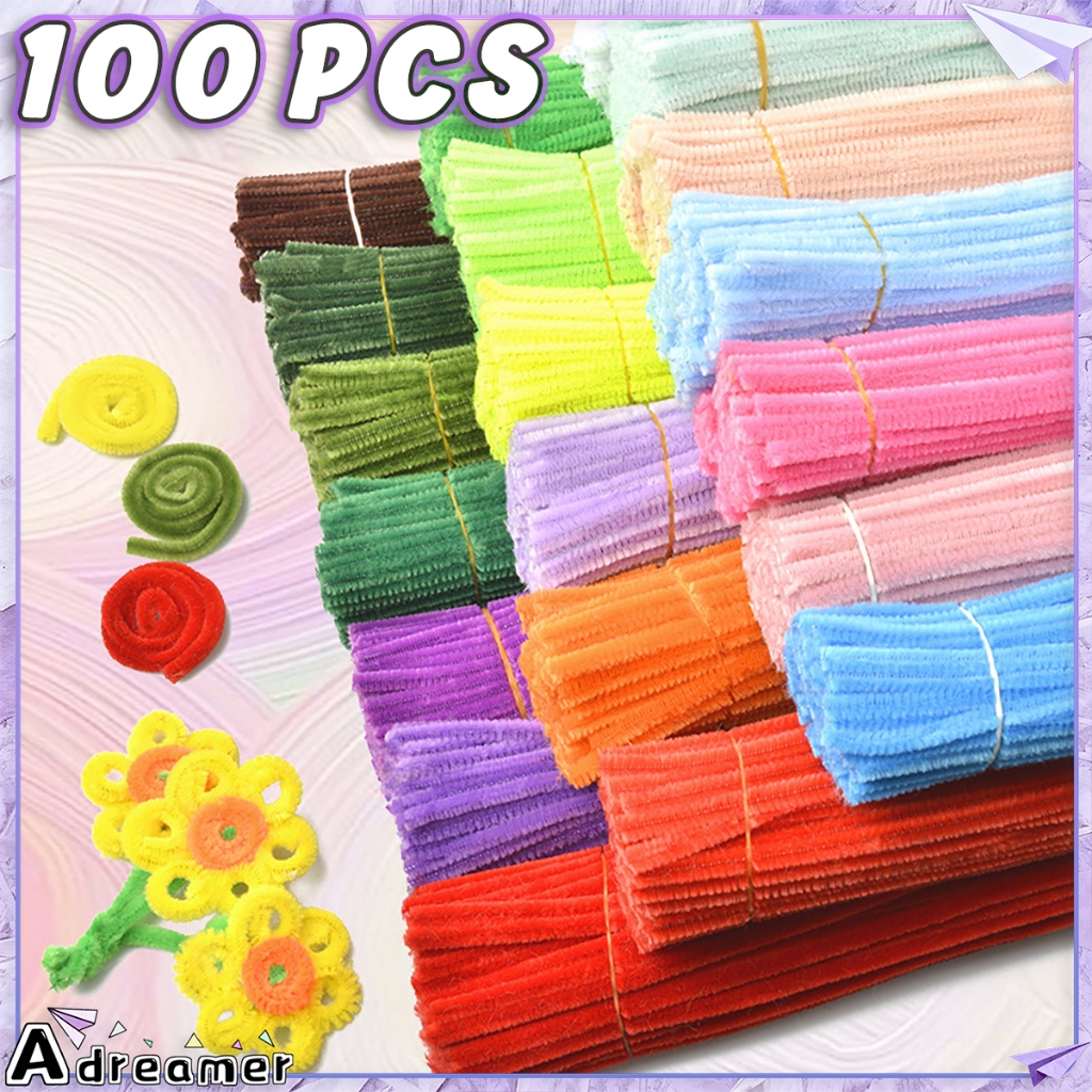 100Pcs Fuzzy Wire Chenille Stems Colorful Fuzzy Twist Wires for DIY ...