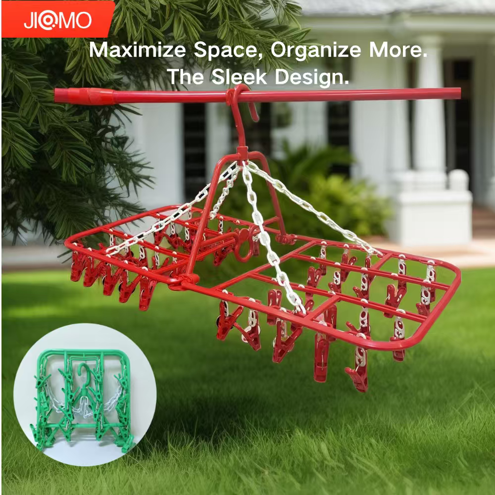 Foldable Rectangular Clothes Hanger with Clips Portable Drying Rack for ...