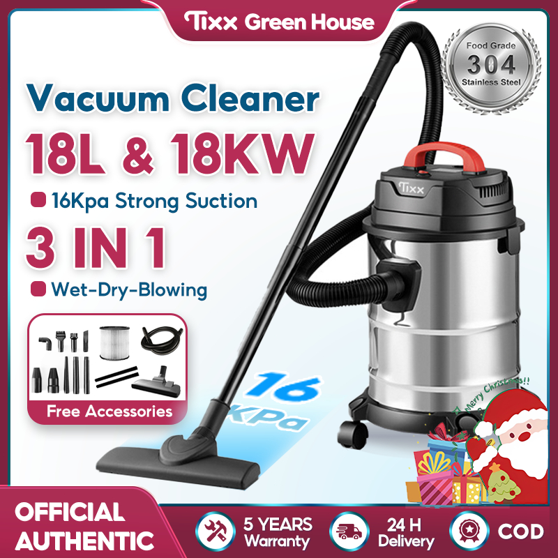 TIXX Bucket Vacuum Cleaner 18L Wet/Dry/Blow Set for Home Car Sofa Floor ...