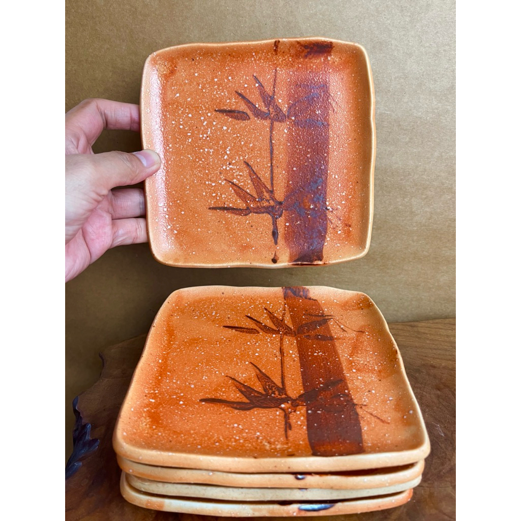 rustic orange square multi purpose plate sold per piece | Shopee ...