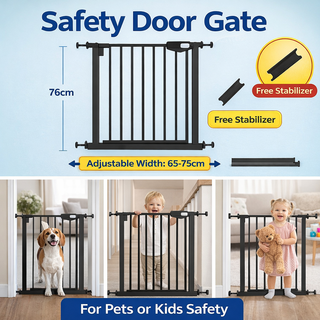 Safety Gate for Baby Adjustable Barrier for Kids Baby Pet Safety Door ...