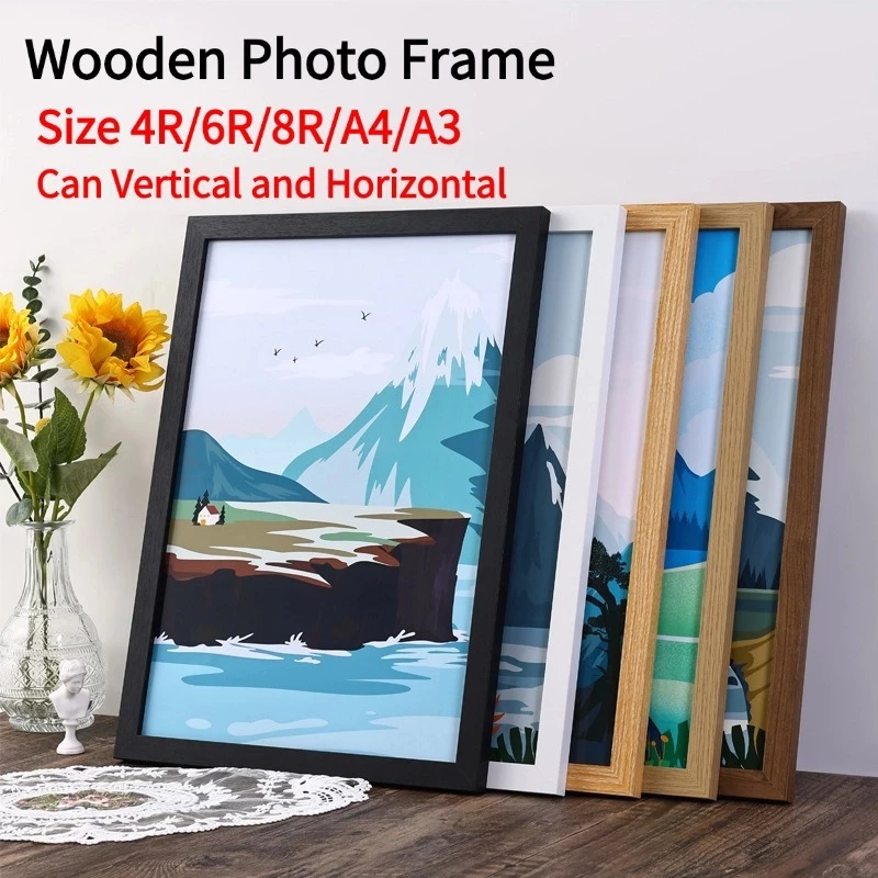 Wooden Photo Frame 4R/6R/8R/A4 /A3Size Wall Decoration Desktop Display ...