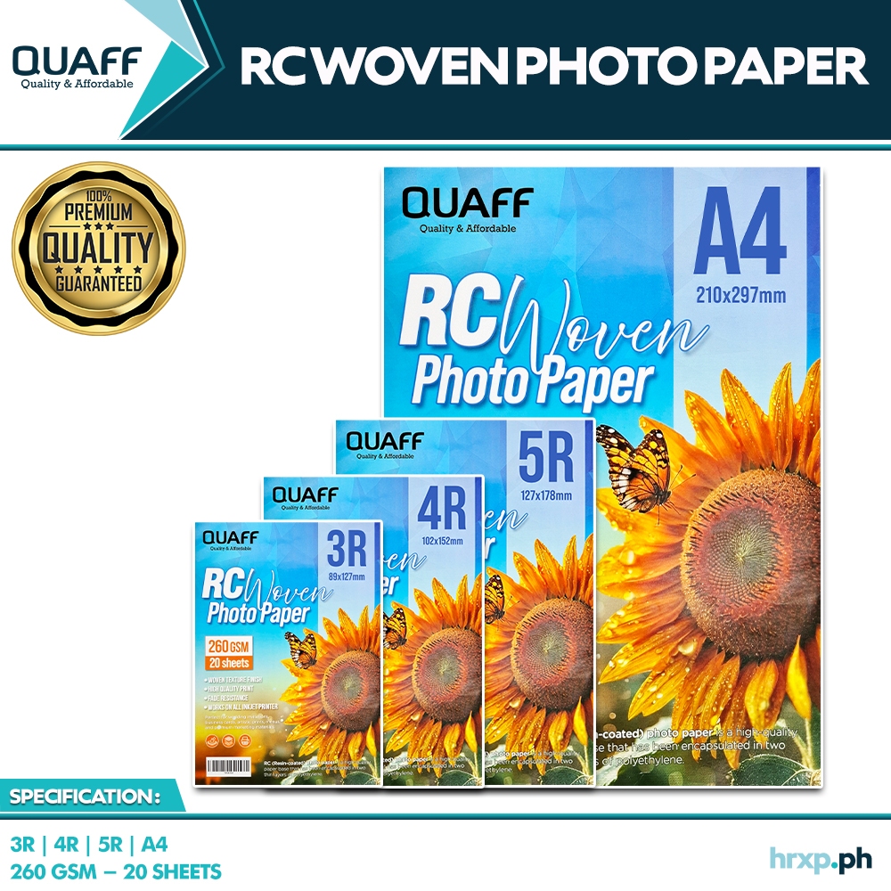 QUAFF RC Woven No Back Print Photo Paper 260gsm 20sheets Inkjet Paper ...