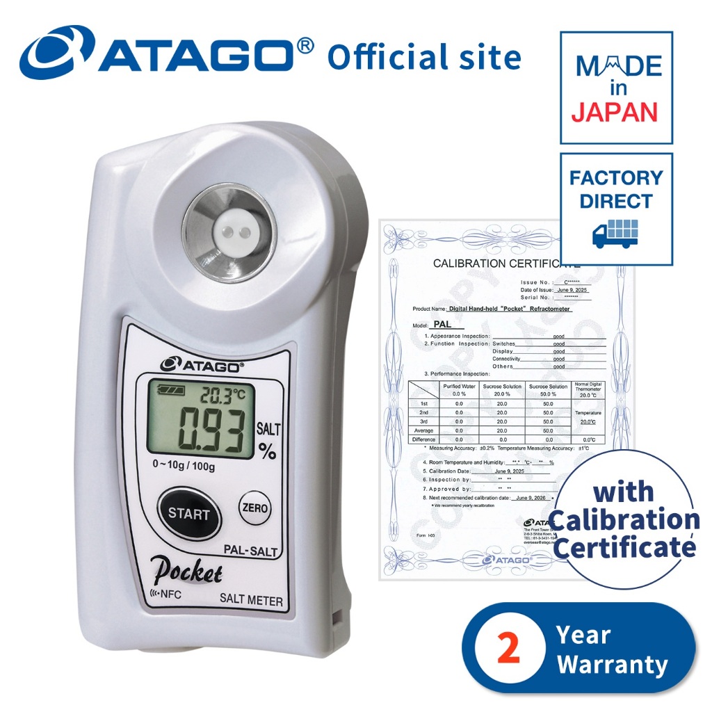 ATAGO Digital Hand-held Salt Meter - PAL-SALT with Free Calibration ...