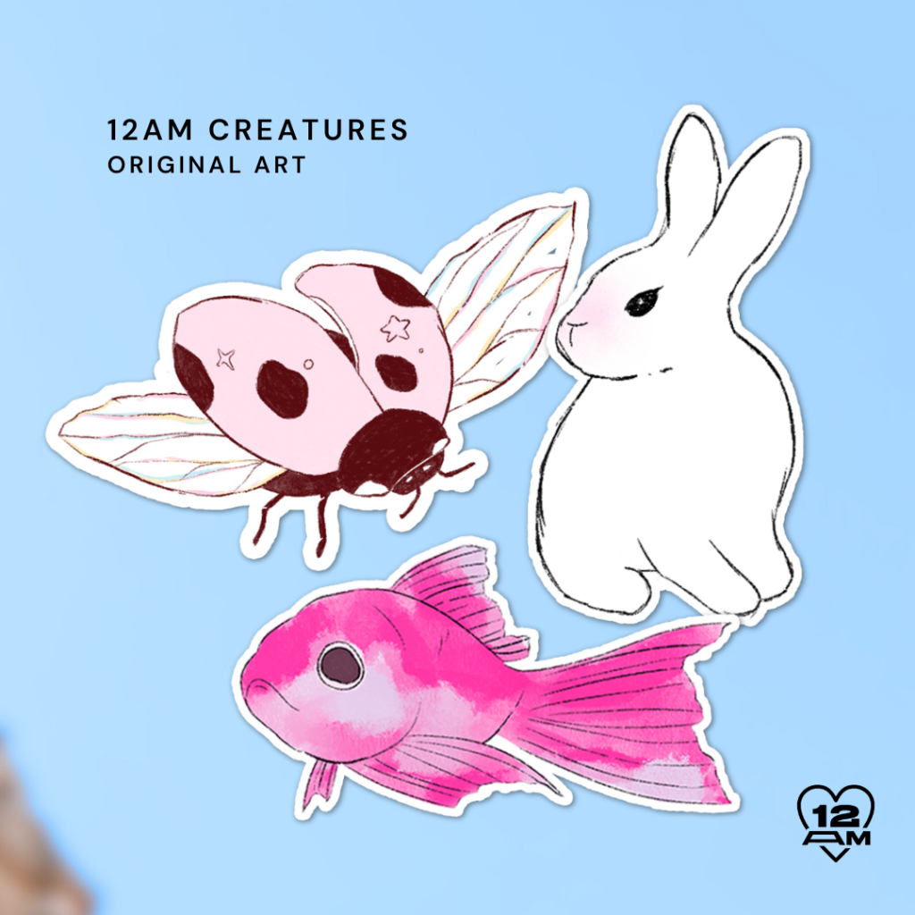 Bunny | Fish | Ladybug | Matte Sticker ︎ After12AM | Shopee Philippines