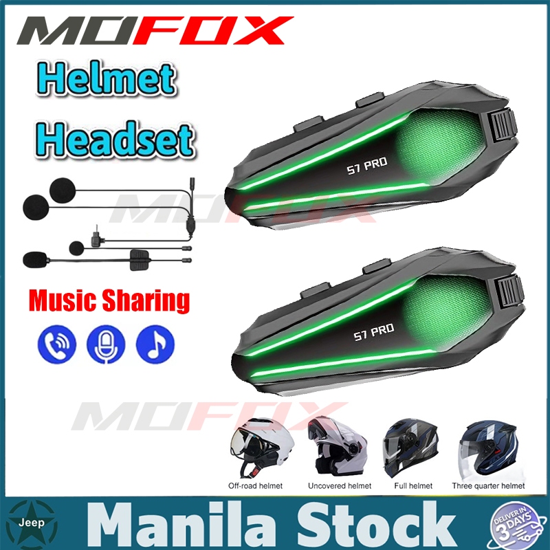 MOFOX S7 Pro Motorcycle Helmet Intercom Headset 2in1 Mic Music Share ...