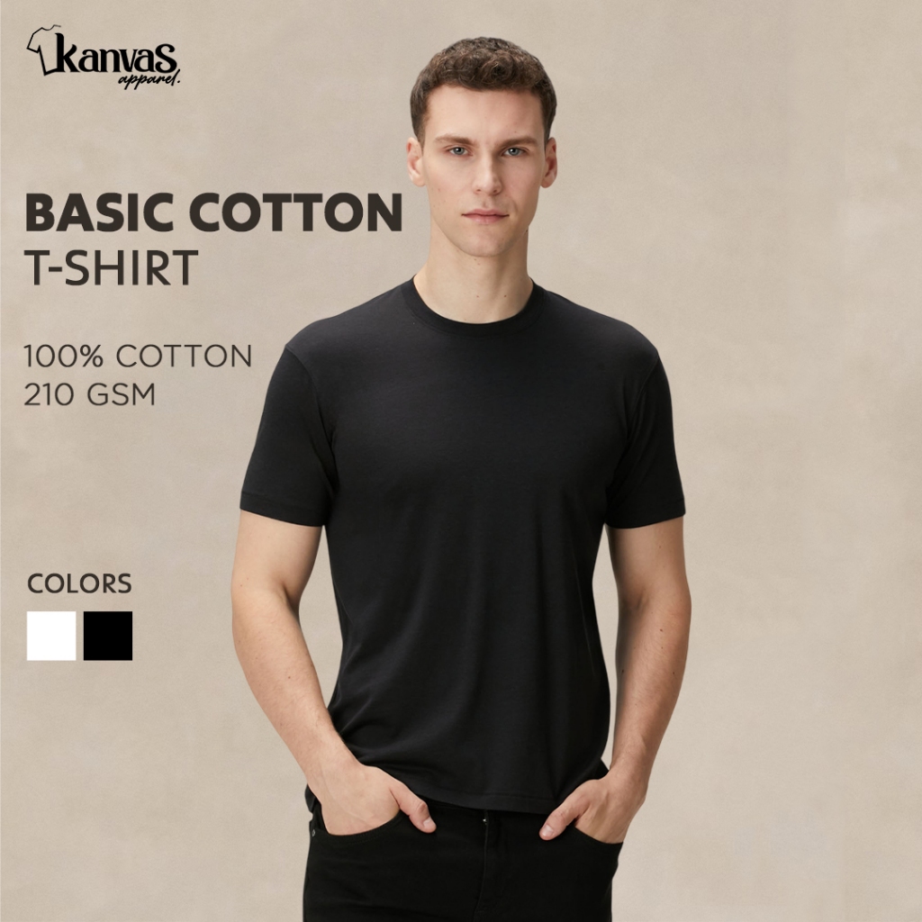 Kanvas Apparel Basic Cotton 100% Plain T-Shirt for Men & Women 210 GSM ...