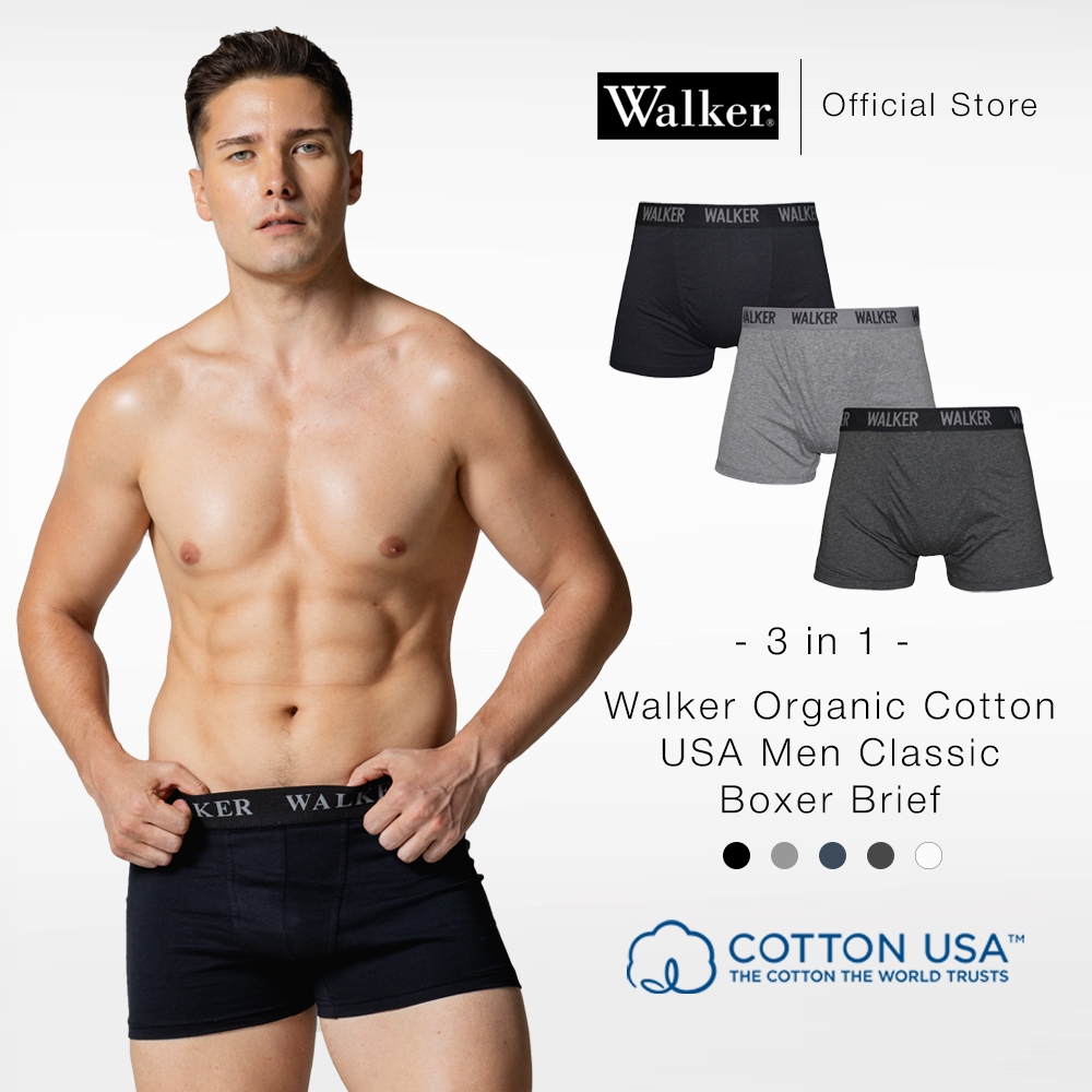 Walker Organic Cotton USA Men Comfort Classic Boxer Brief Bundle of 3 ...
