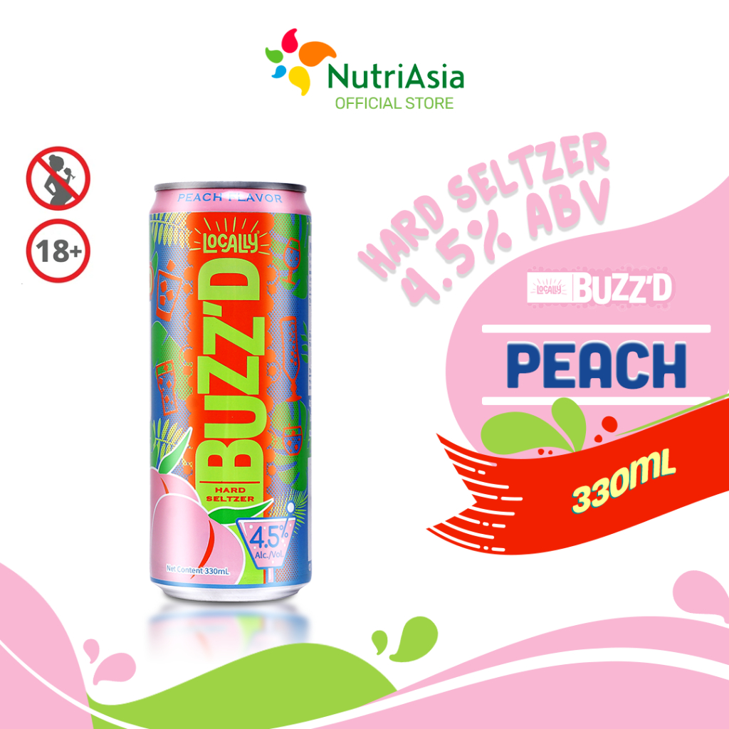 Locally Buzz'd Peach Flavor Hard Seltzer 330ml | Shopee Philippines