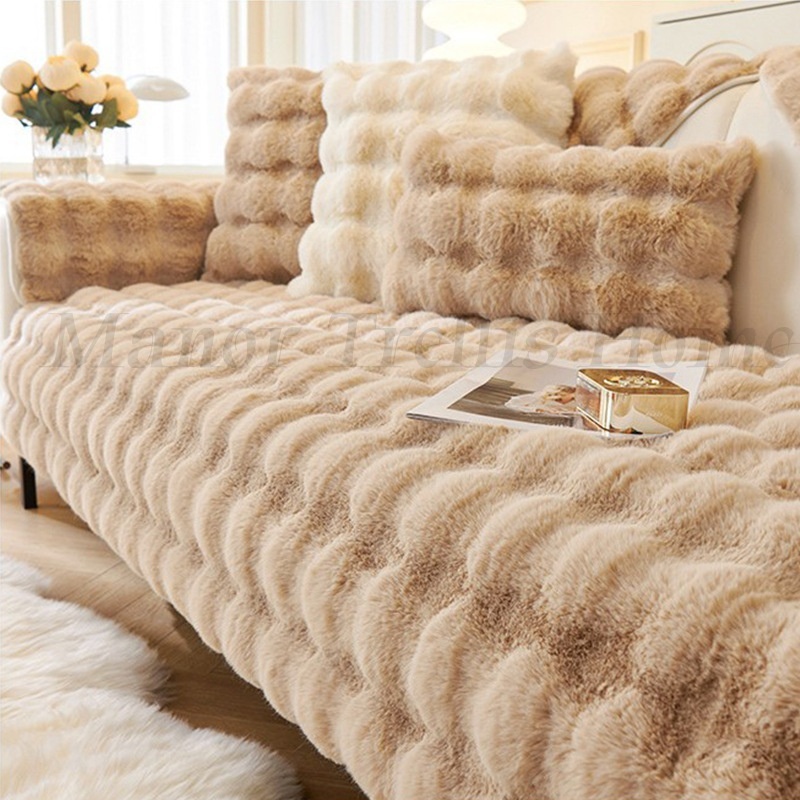 Rabbit Fur Sofa Cover Four Season Universal Washable Durable Soft ...