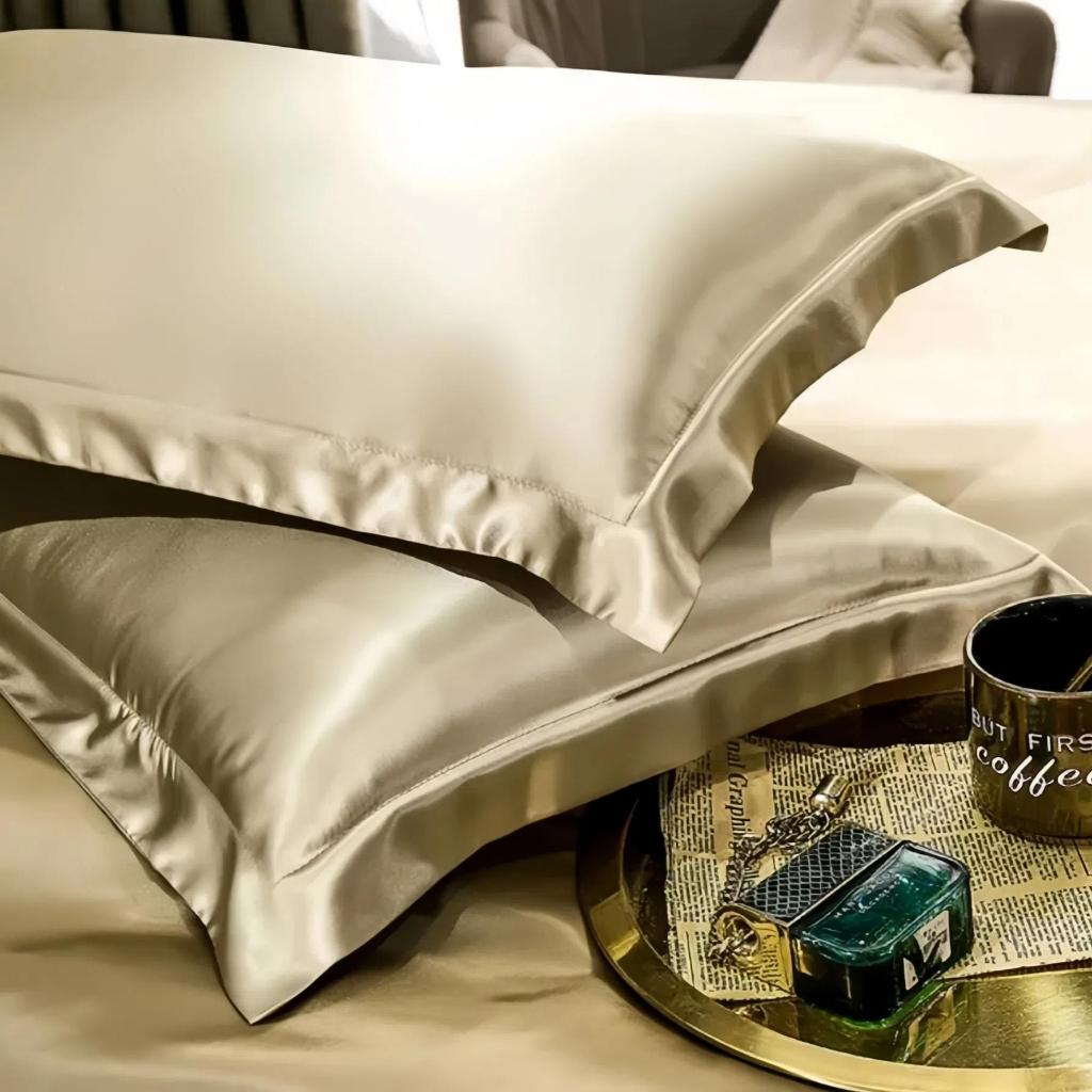 2pcs Satin Silk and Cotton Patterned Pillow Cases - 18X28 inch Cover ...